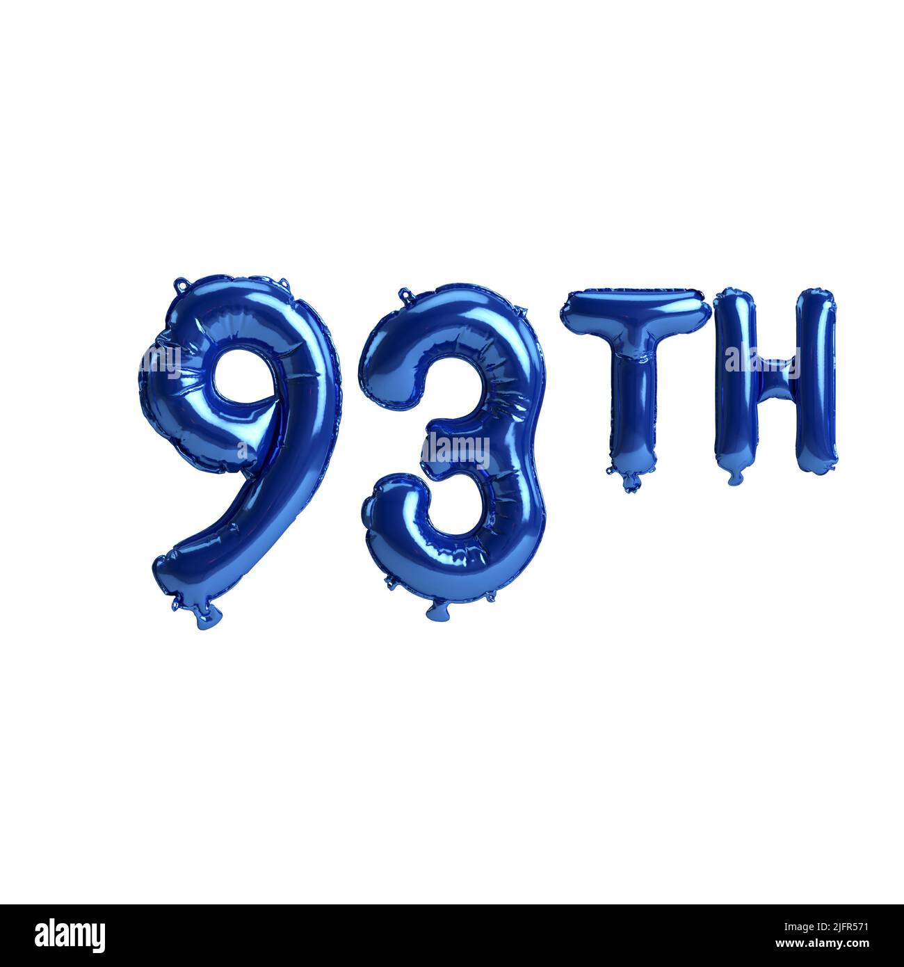 3d illustration of 93th blue balloons isolated on white background ...