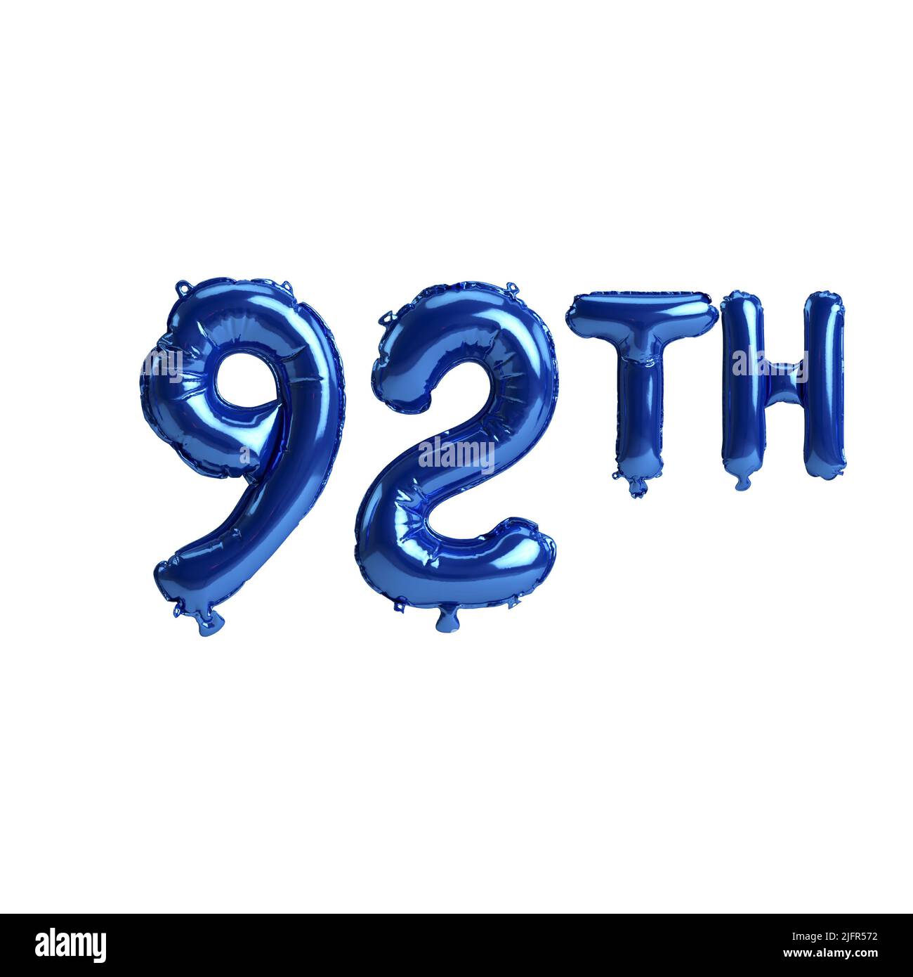 3d illustration of 92th blue balloons isolated on white background ...