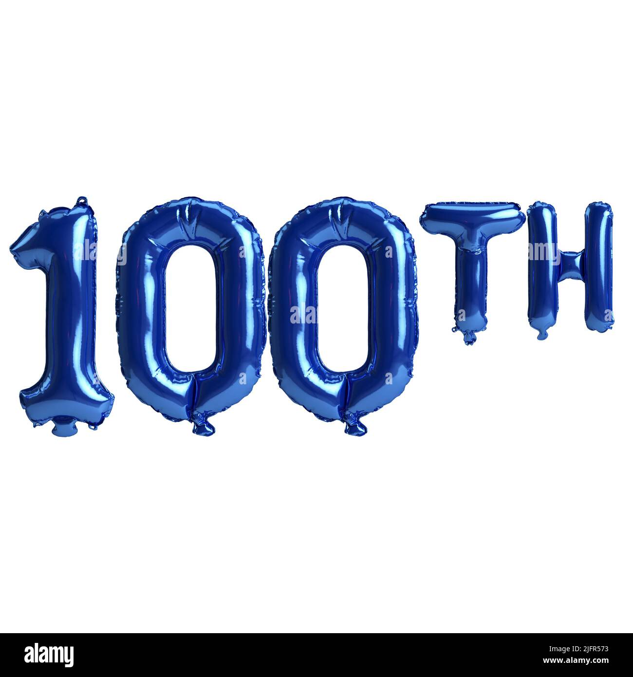 3d illustration of 100th blue balloons isolated on white background ...