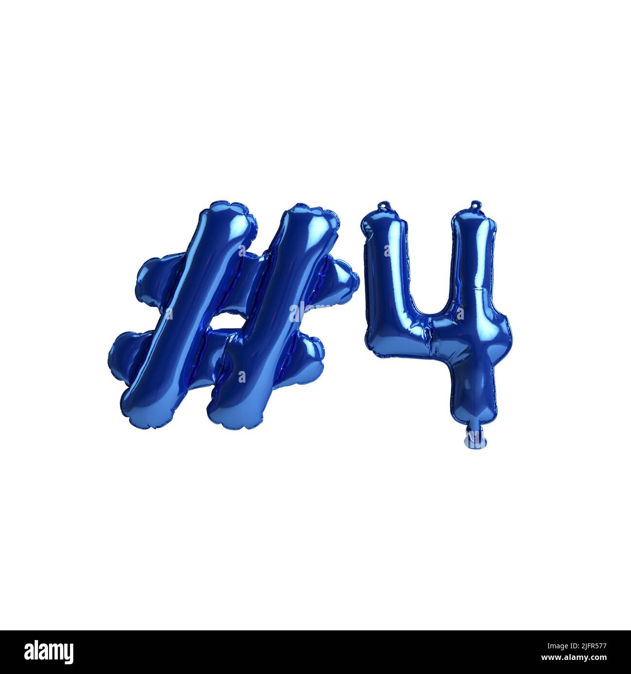 3d illustration of 4 hashtag blue balloons isolated on white background ...