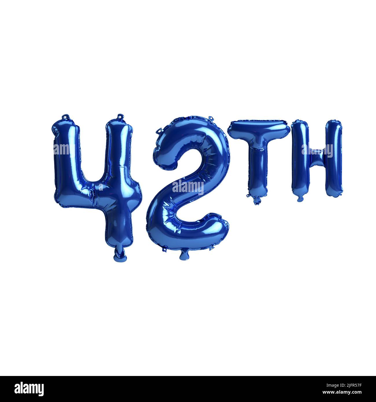 3d illustration of 42th blue balloons isolated on white background ...
