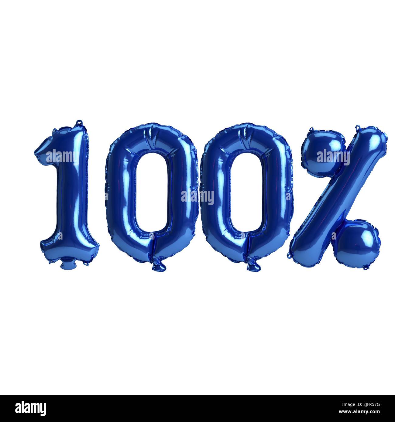 3d illustration of 100 percent blue balloons isolated on white ...