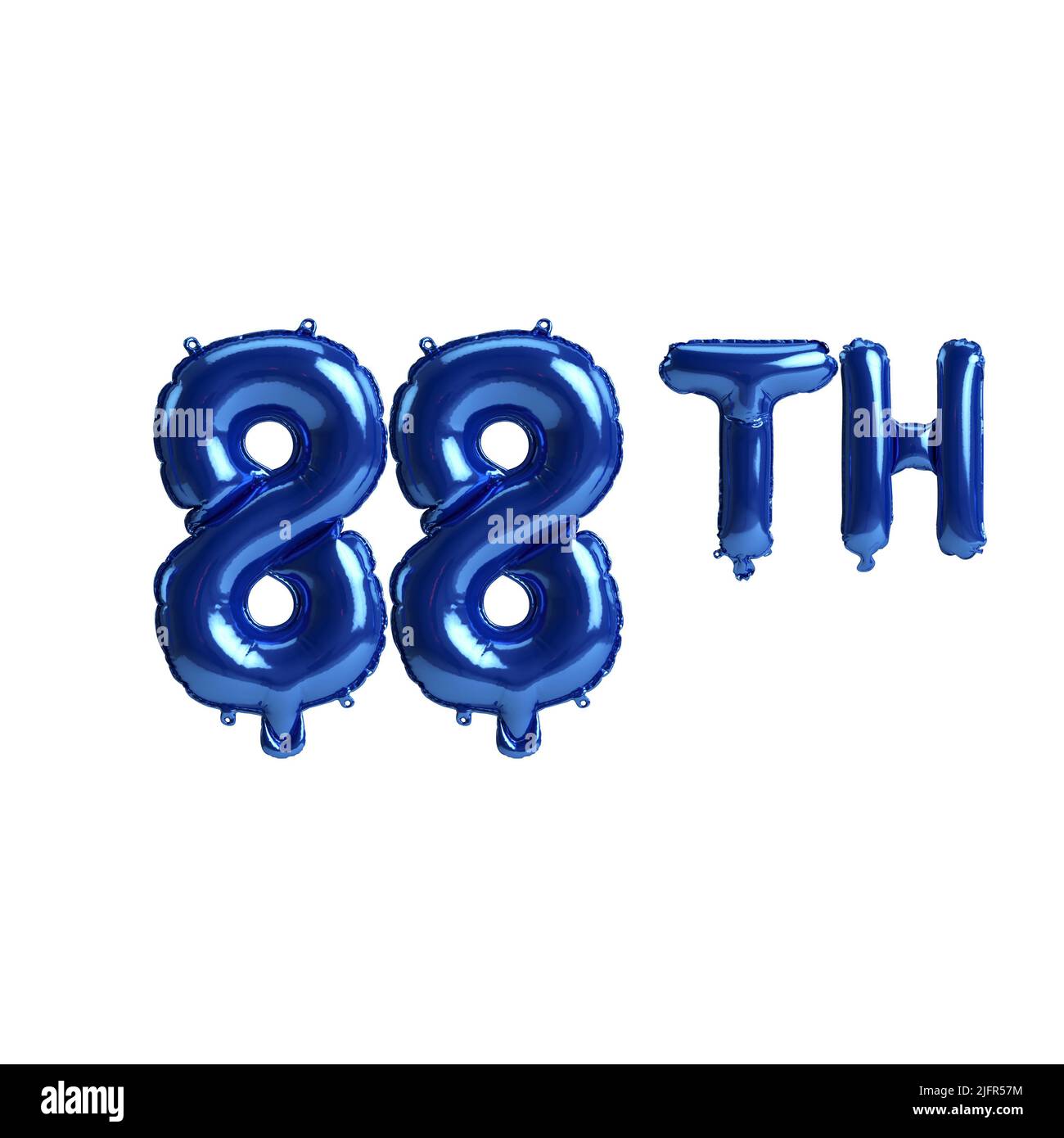 3d illustration of 88th blue balloons isolated on white background ...