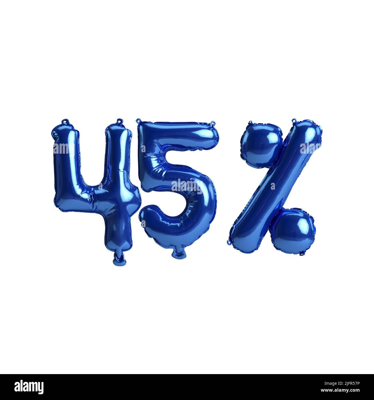 3d illustration of 45 percent blue balloons isolated on white ...