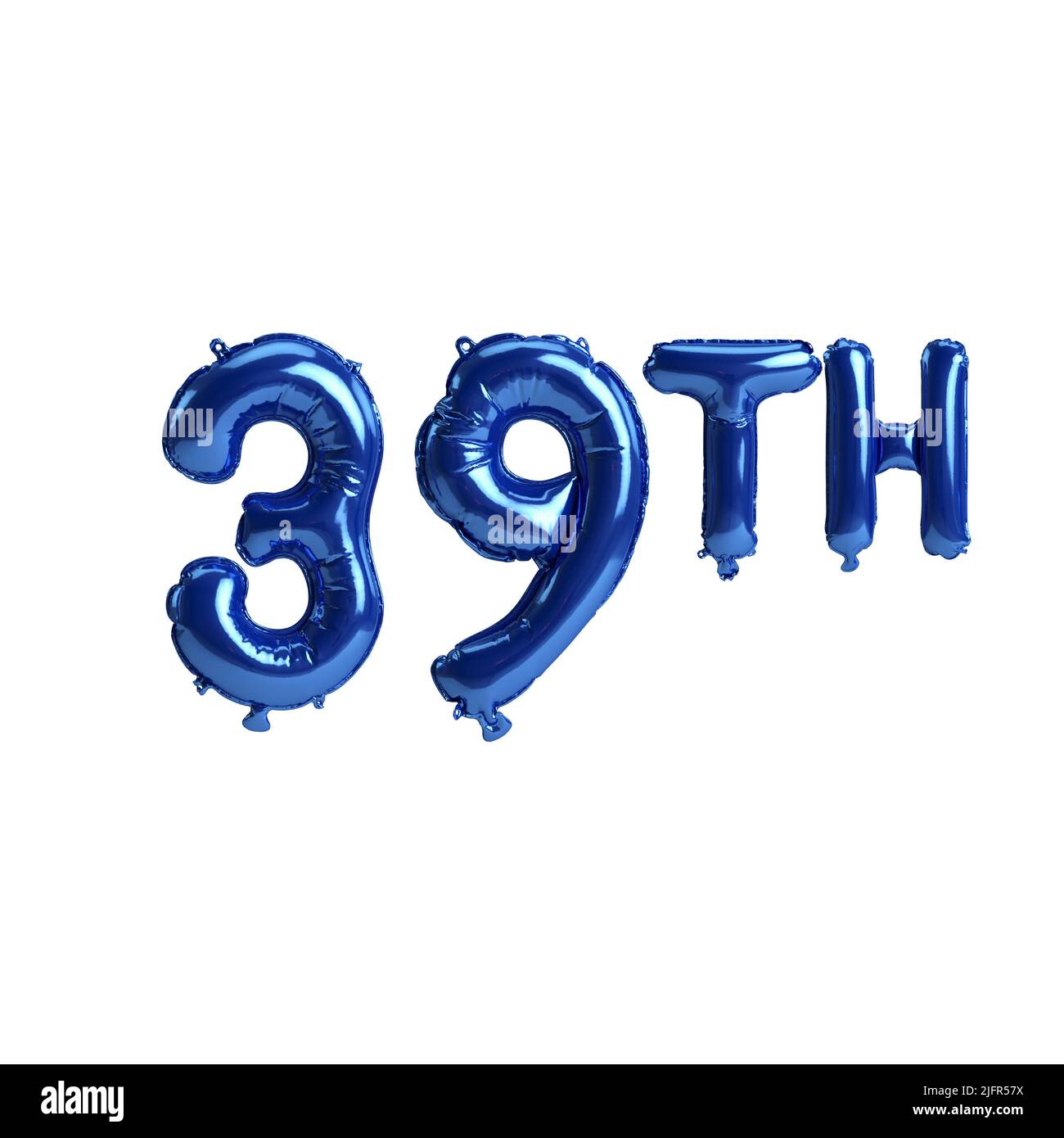 3d illustration of 39th blue balloons isolated on white background ...