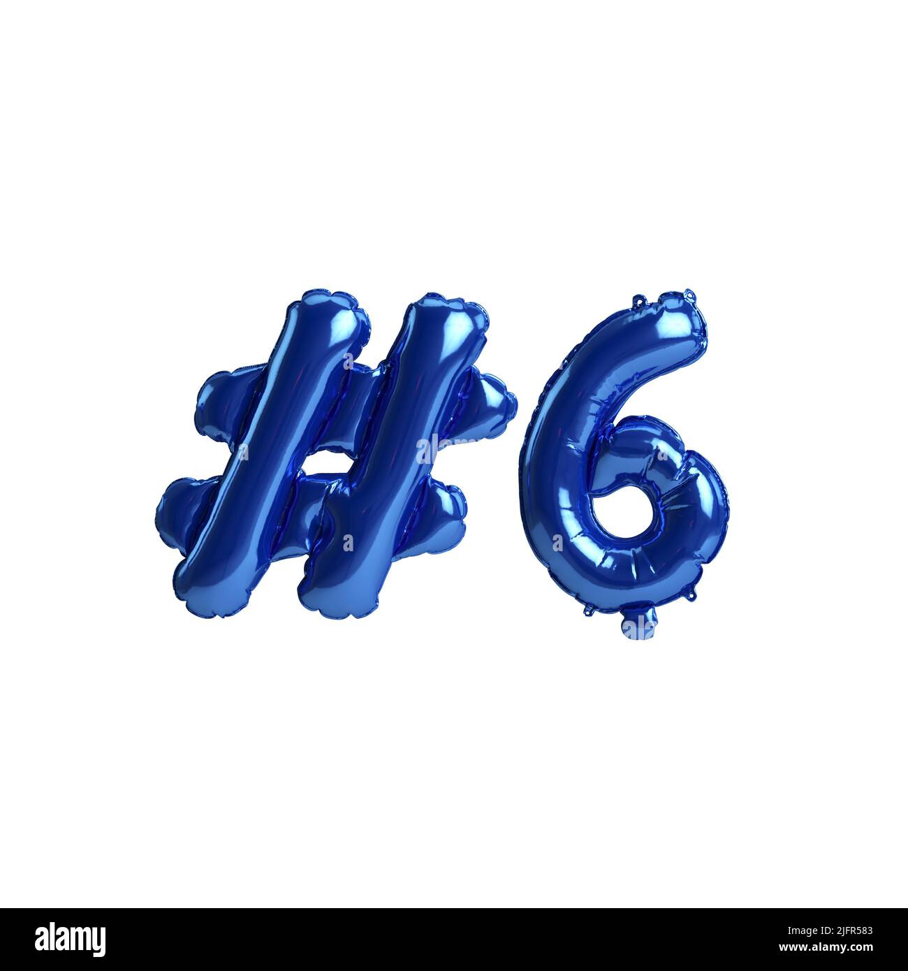 3d illustration of 6 hashtag blue balloons isolated on white background ...