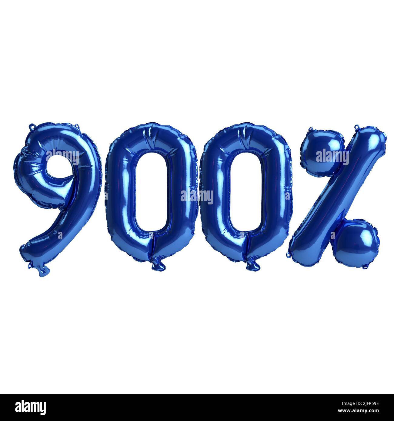 3d illustration of 900 percent blue balloons isolated on white ...