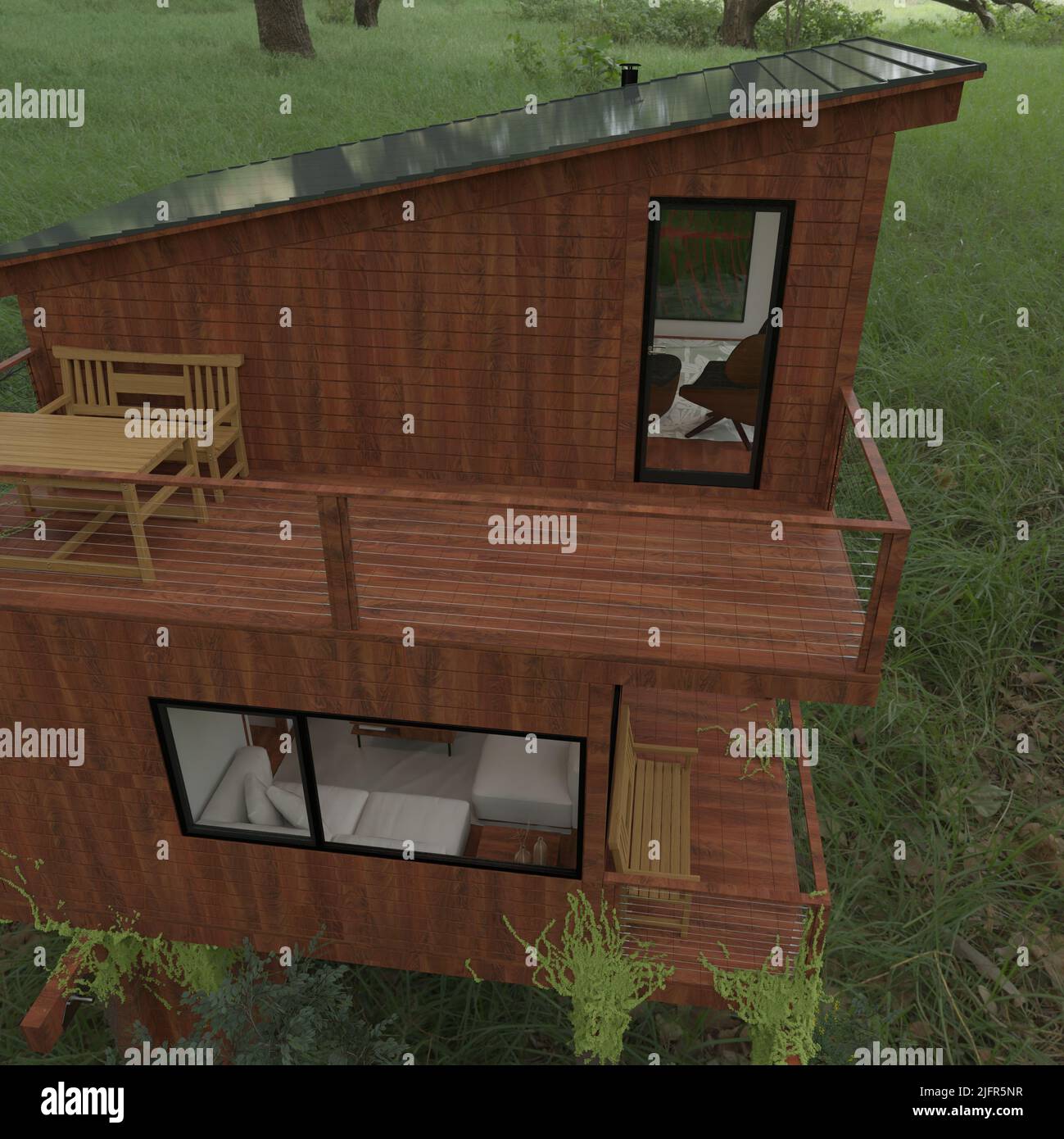 3D illustration eco house on the grass Stock Photo - Alamy