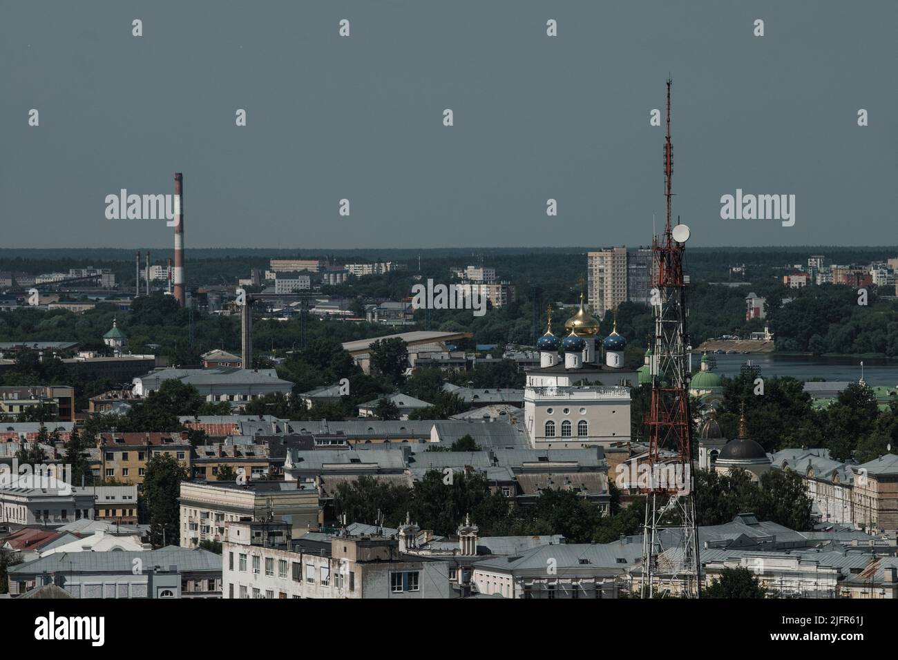 View of Tver from the observation tower on the skyscraper Stock Photo ...