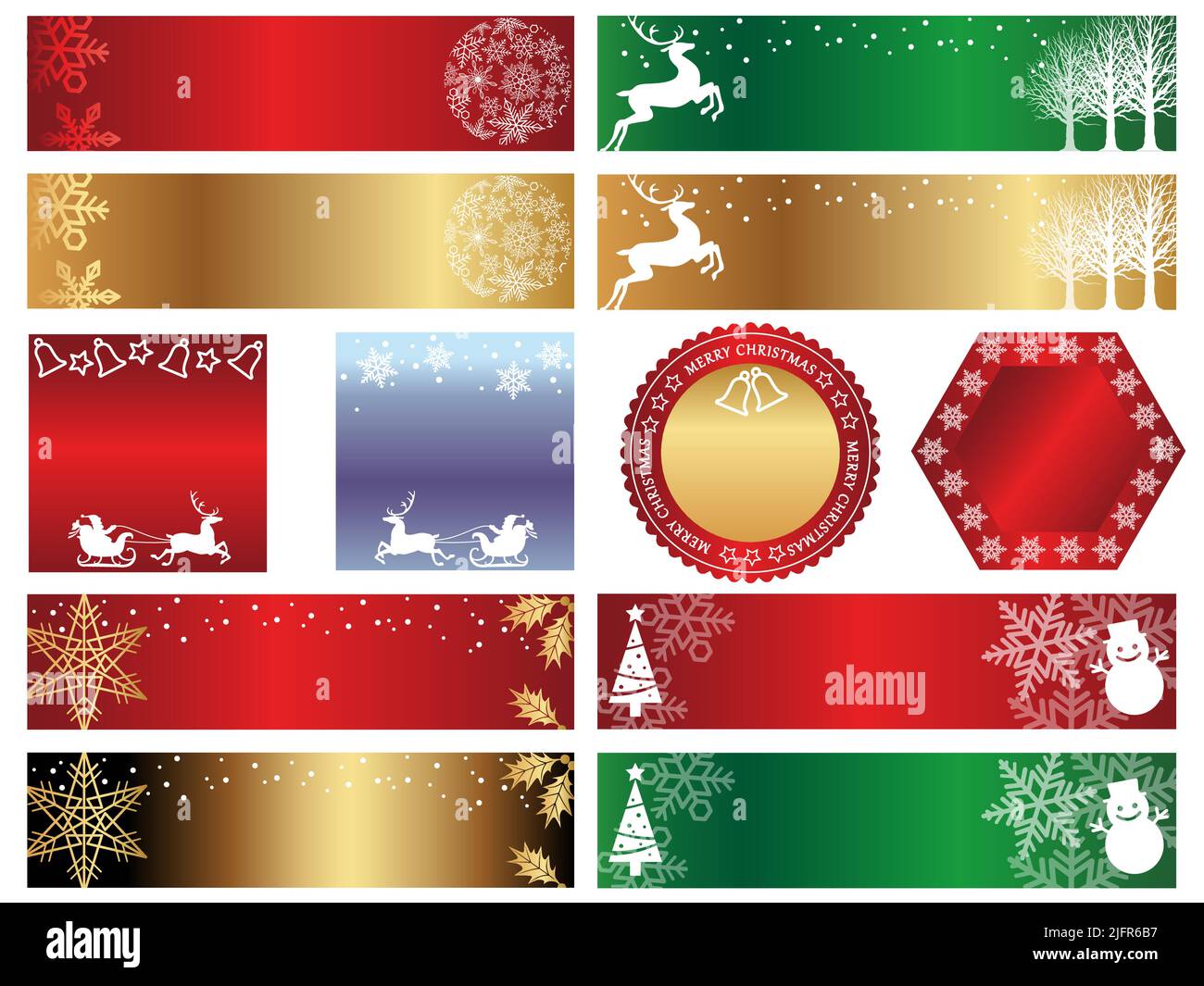 Christmas Vector Banner And Card Set Isolated On A White Background ...