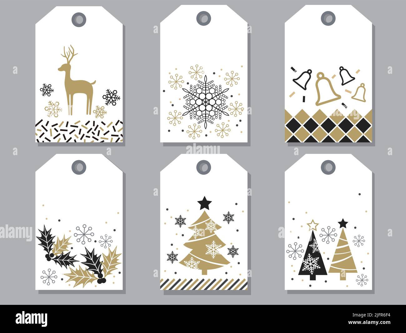Christmas Gift Tag Set Isolated On A Gray Background. Flat Style Vector ...