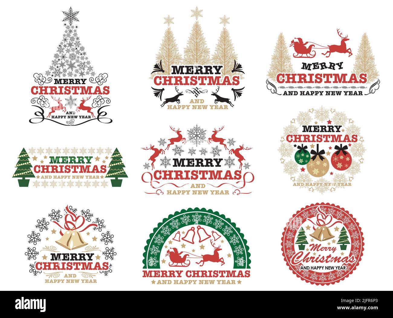 Set Of Christmas Vector Symbols, Emblems, And Labels Isolated On A ...