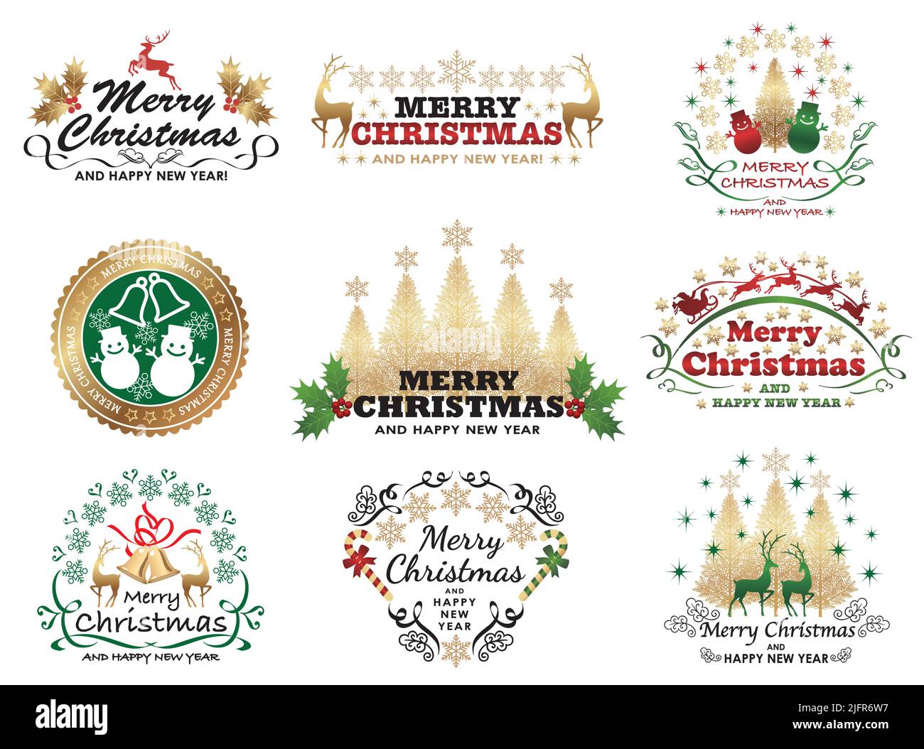 Set Of Christmas Vector Symbols, Emblems, And Labels Isolated On A ...