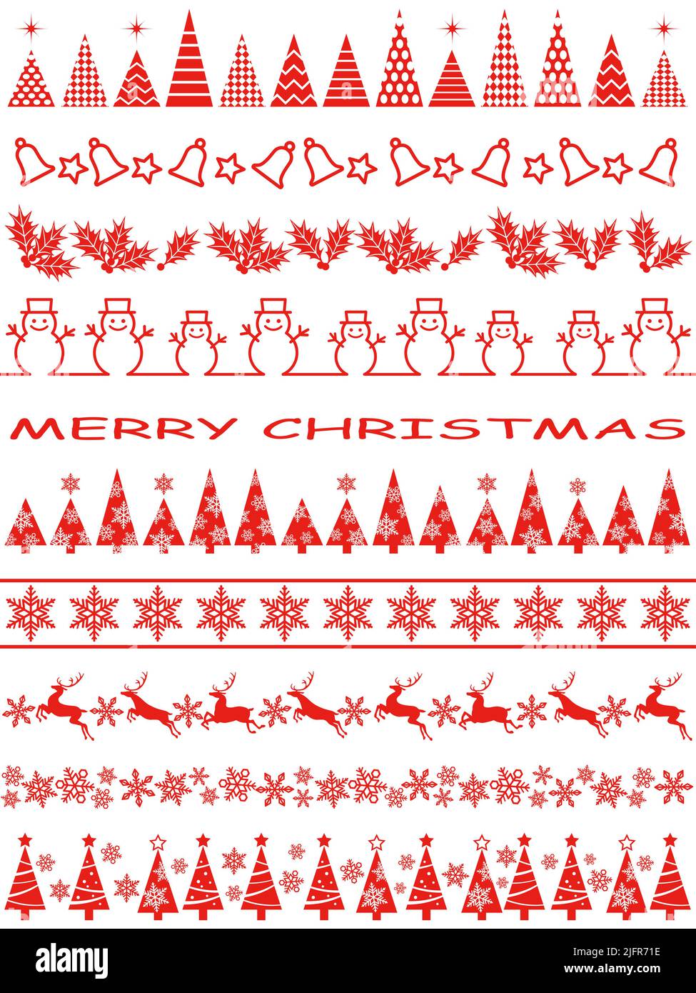 Christmas Vector Borders Set Composed Of Variety Of Christmas Elements ...