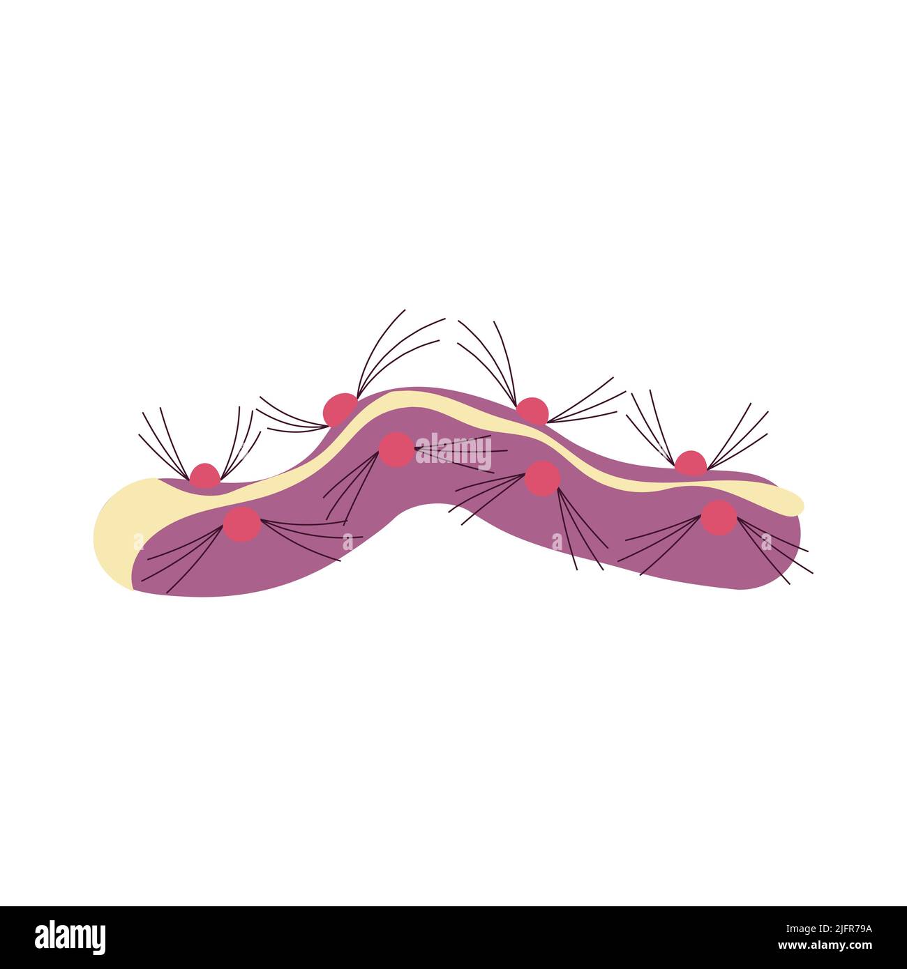 Red caterpillar top view isolated on a white background. Flat Art ...