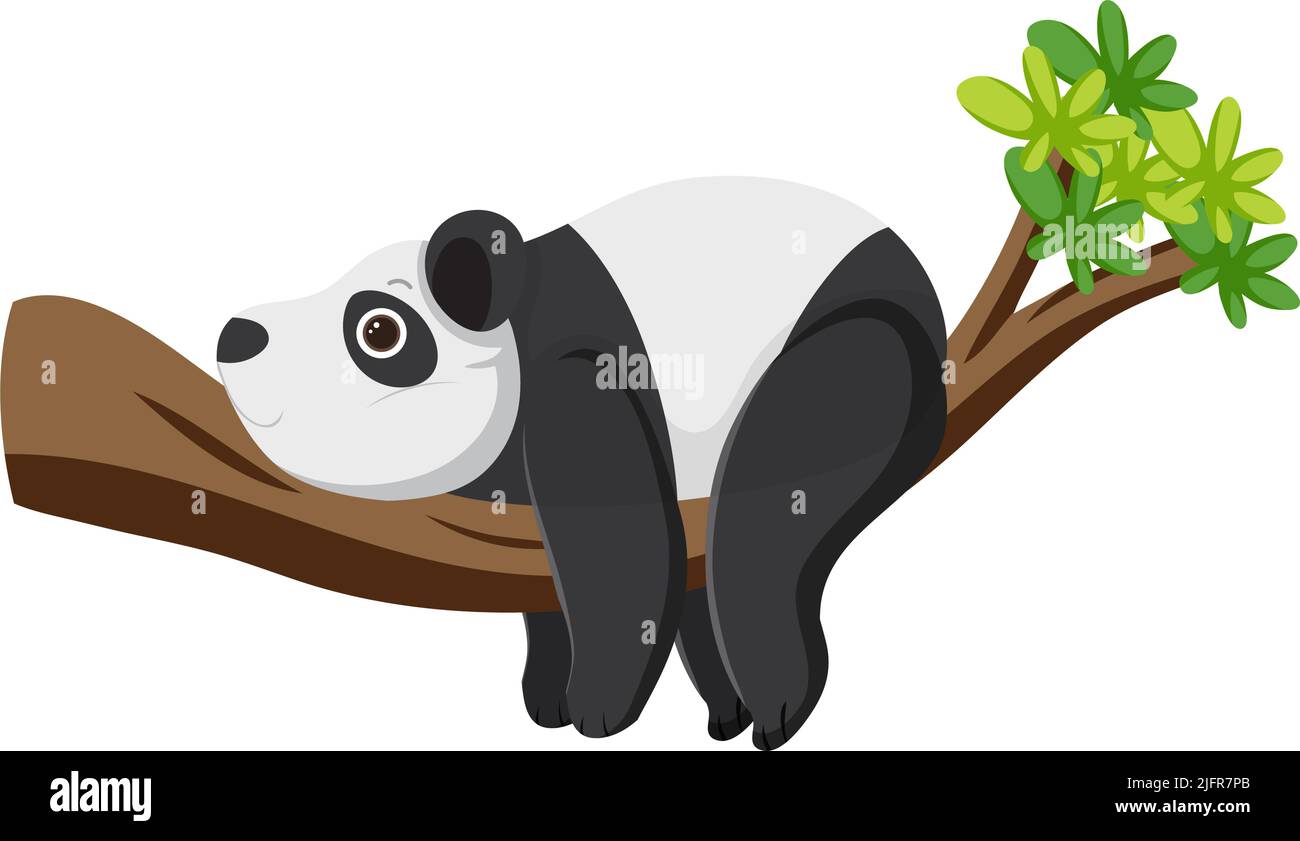 Panda bear lying on tree illustration Stock Vector Image & Art - Alamy