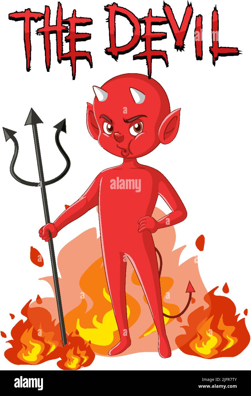 Devil cartoon character on white background illustration Stock Vector ...