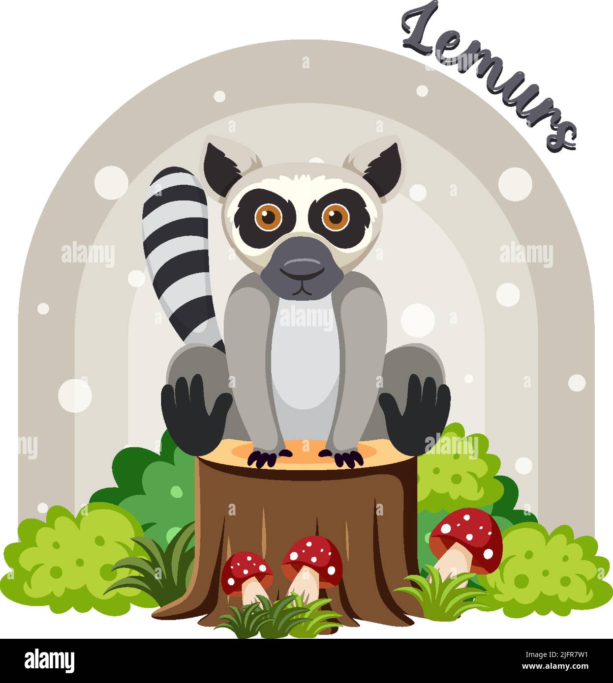 Cute lemur in cartoon flat style illustration Stock Vector Image & Art ...