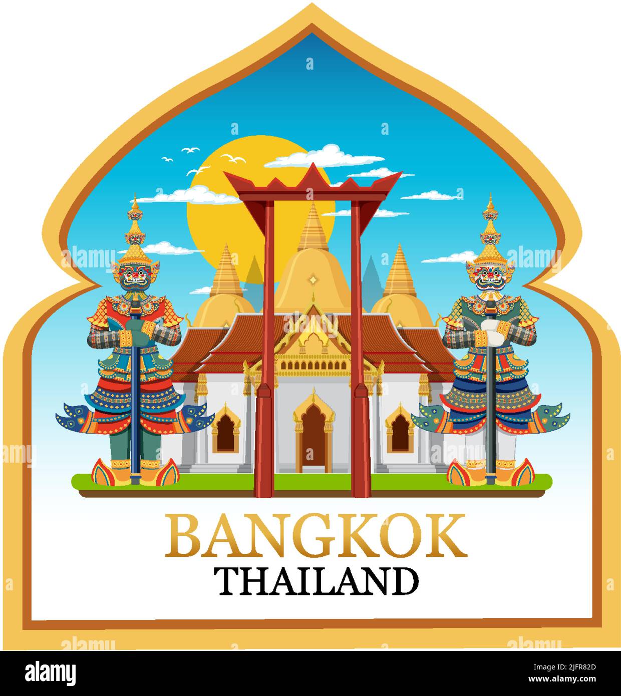 Bangkok Thailand Landmark Logo Banner illustration Stock Vector Image ...