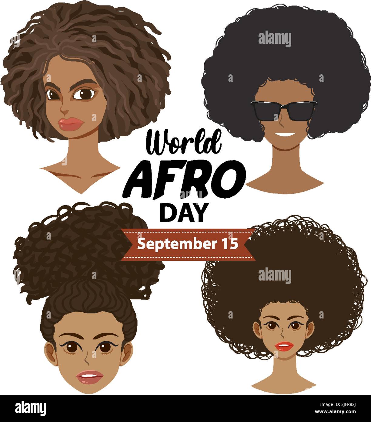 World Afro Day September 15 Banner Design illustration Stock Vector ...
