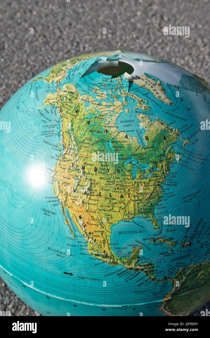damaged old world globe map Stock Photo - Alamy