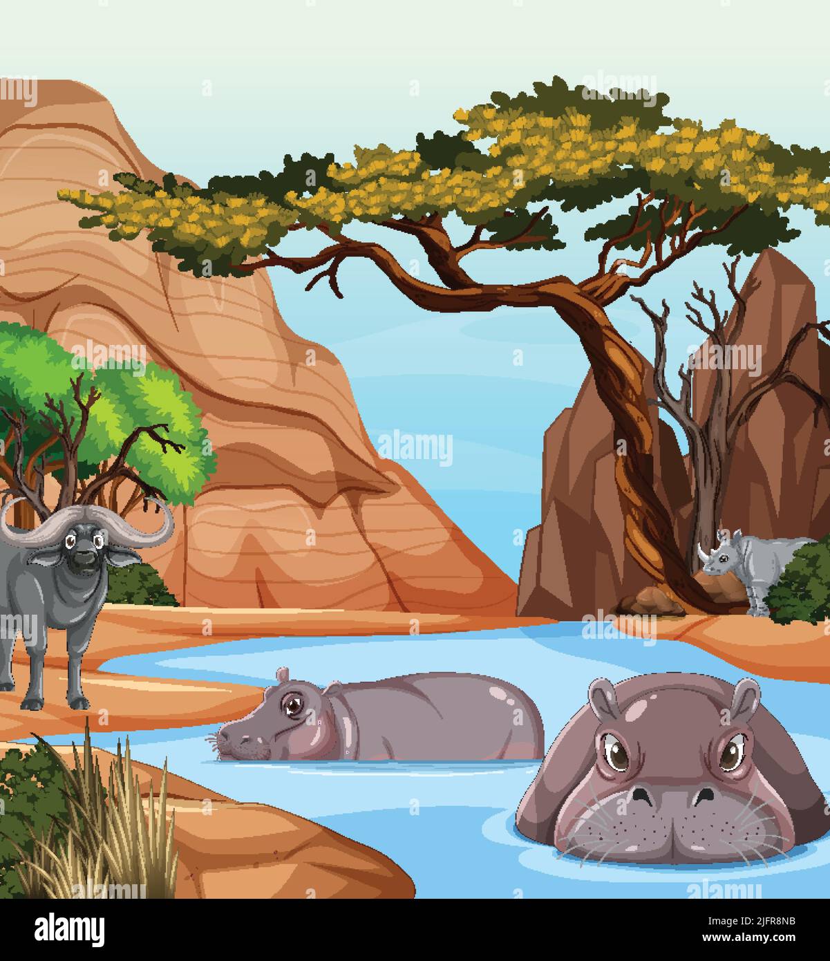 Dryland forest with animals illustration Stock Vector Image & Art - Alamy