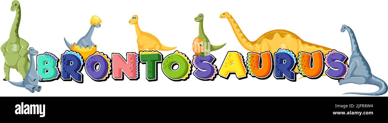 Cute brontosaurus dinosaur cartoon illustration Stock Vector Image ...