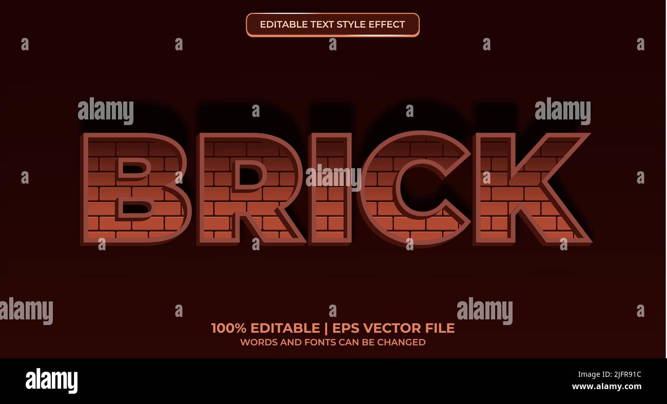 Red Brick - Editable Text Effect. Brick theme style Stock Vector Image ...