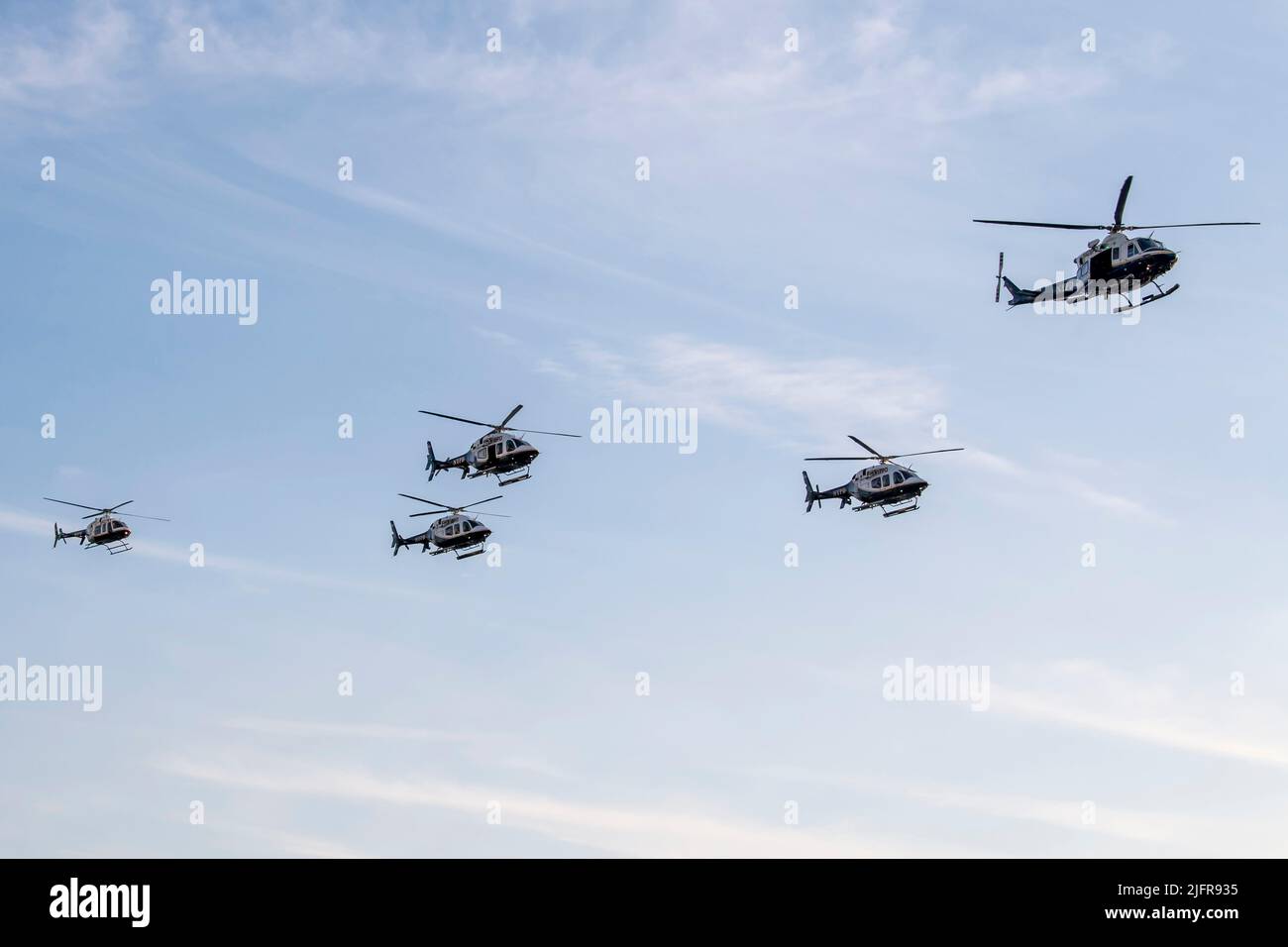 NEW YORK, NY - JULY 04: A New York Police Department (NYPD) helicopters ...