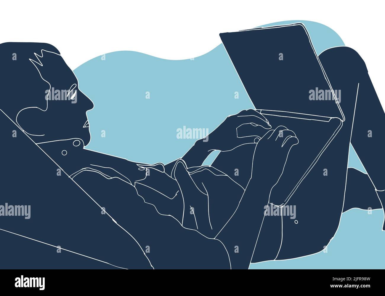 A man working using laptop flat design illustration Stock Vector Image ...