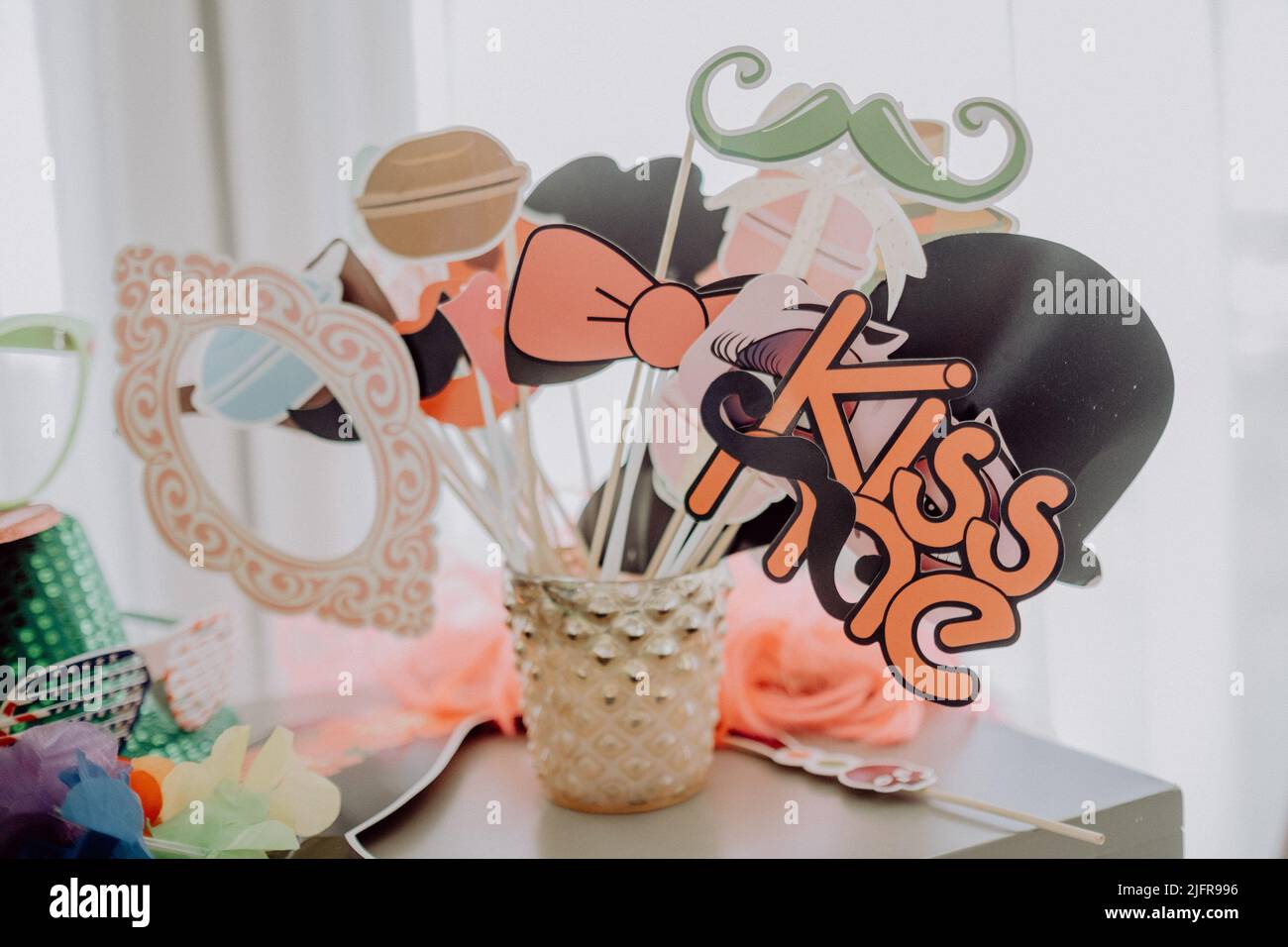 A view of the colorful and funny masquerade party rustic ornaments ...