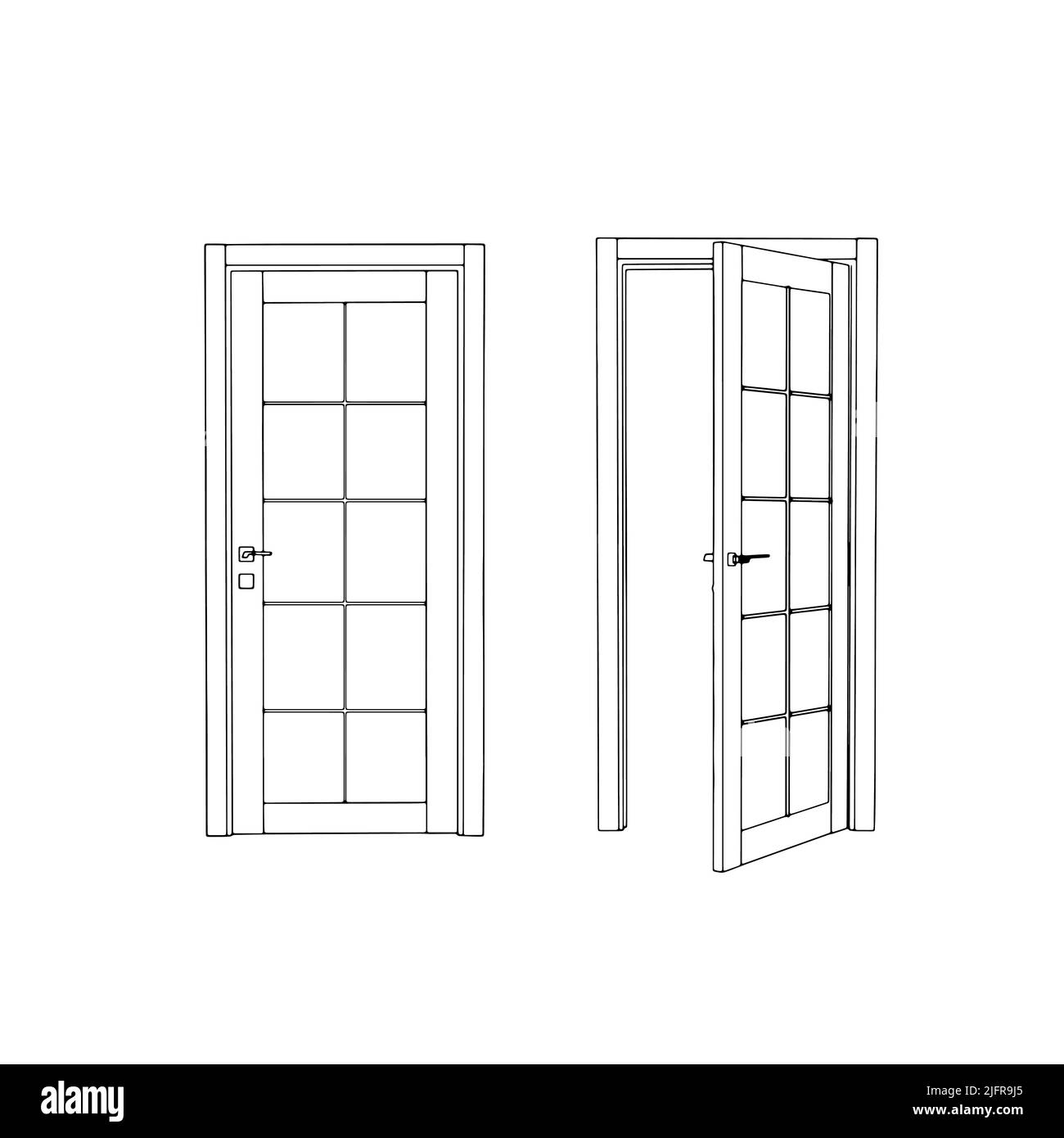 Entry doorway repair home icon, house renovation concept line flat ...
