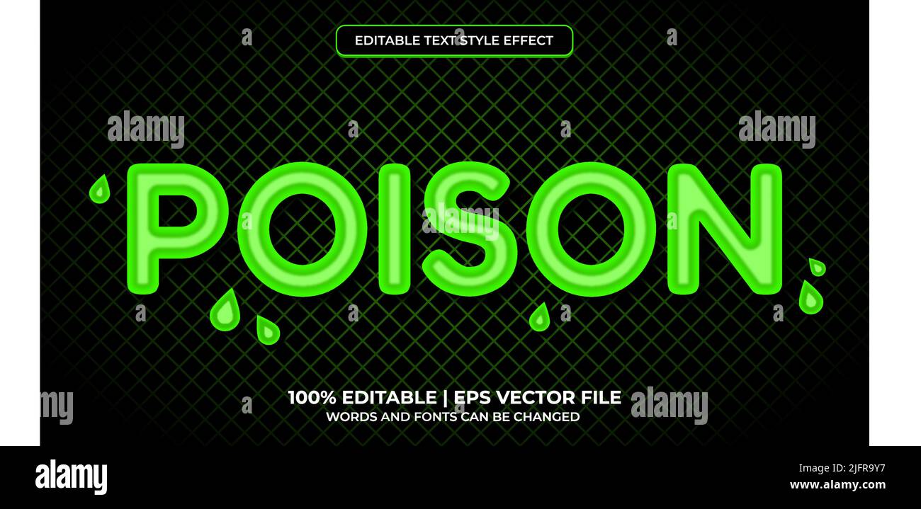 Poison text effect with green neon color. Editable font style. Editable ...