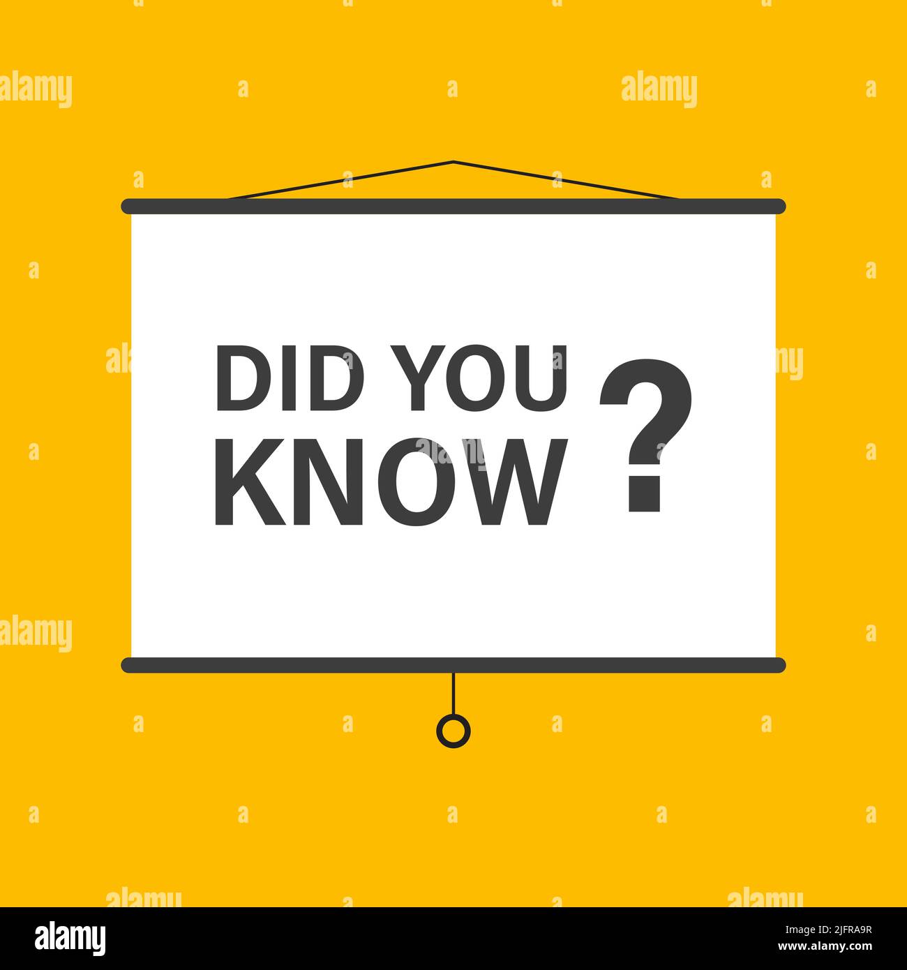 Did you know hanging presentation screen sign on yellow background for ...