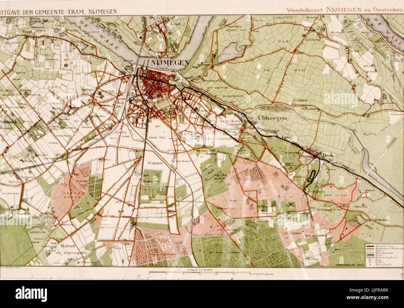 A hiking map of Nijmegen and surroundings Stock Photo - Alamy