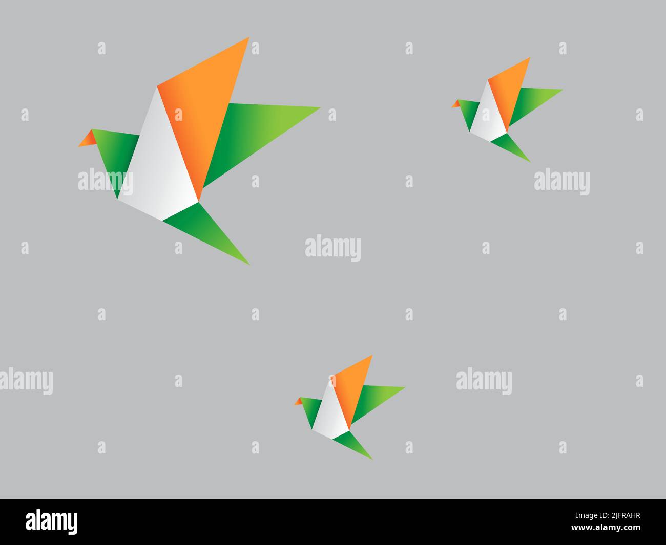 Birds colored with tricolor Indian flag decorative elements for poster ...