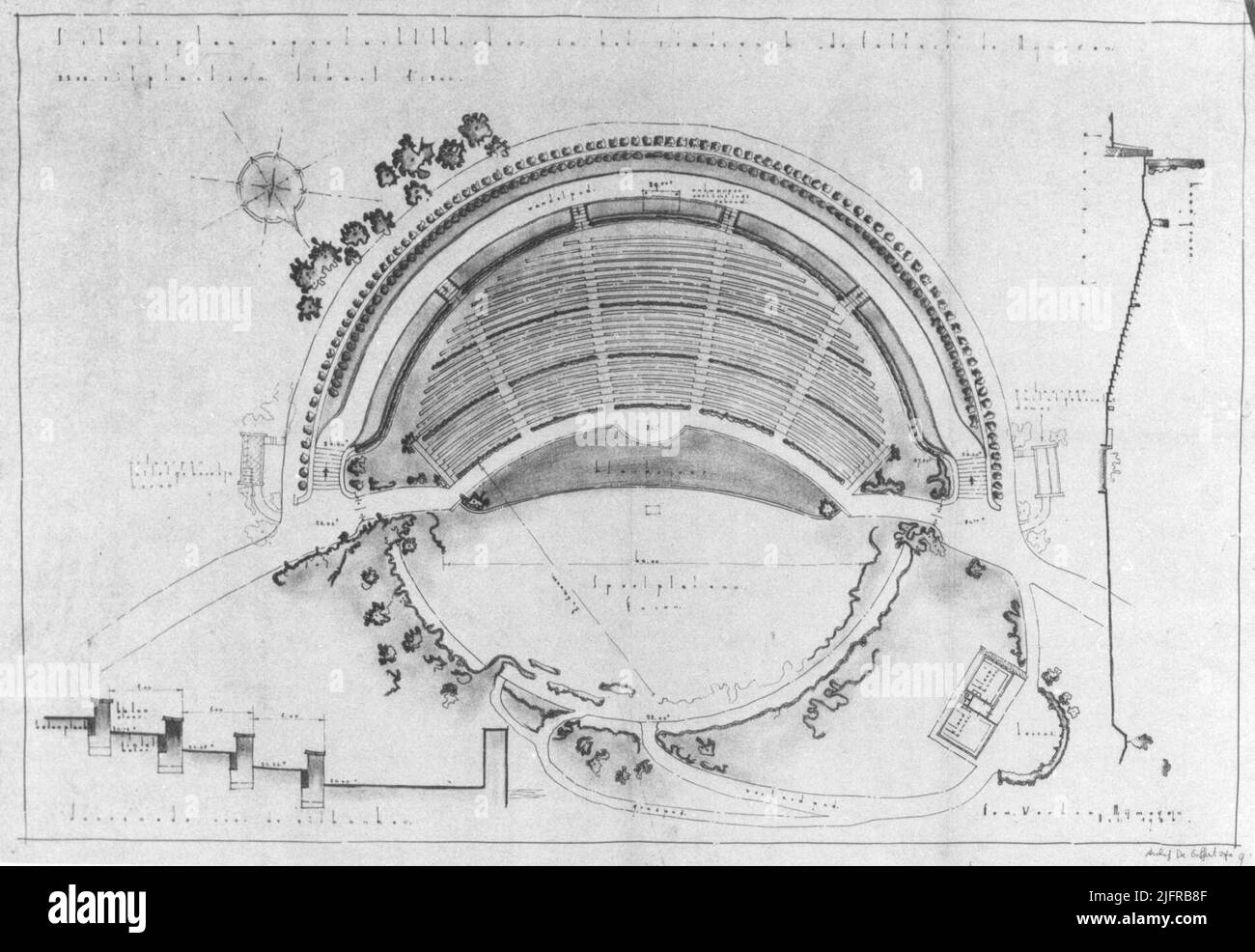 A building plan of the open -air theater Stock Photo - Alamy
