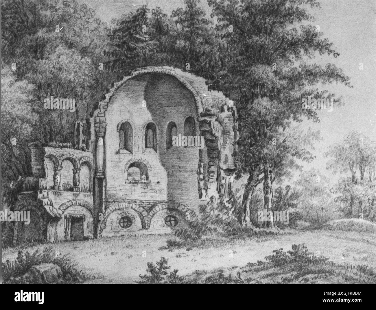 A pencil drawing by W. Goossen, from the Barbarossa ruin or St ...
