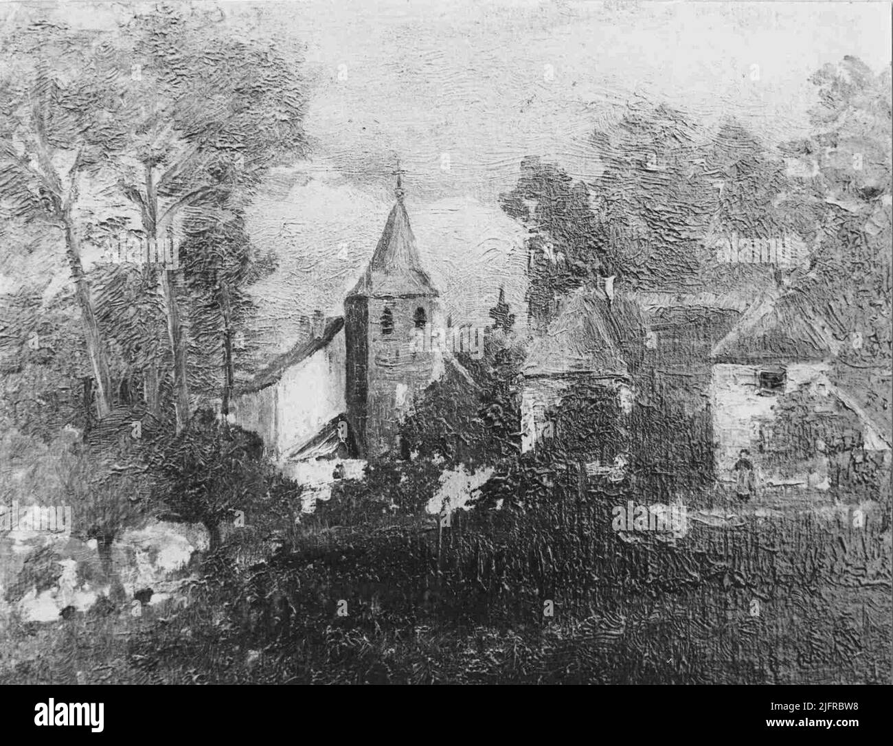 View of the church in Ooij, oil painting by Dorus Arts Stock Photo - Alamy