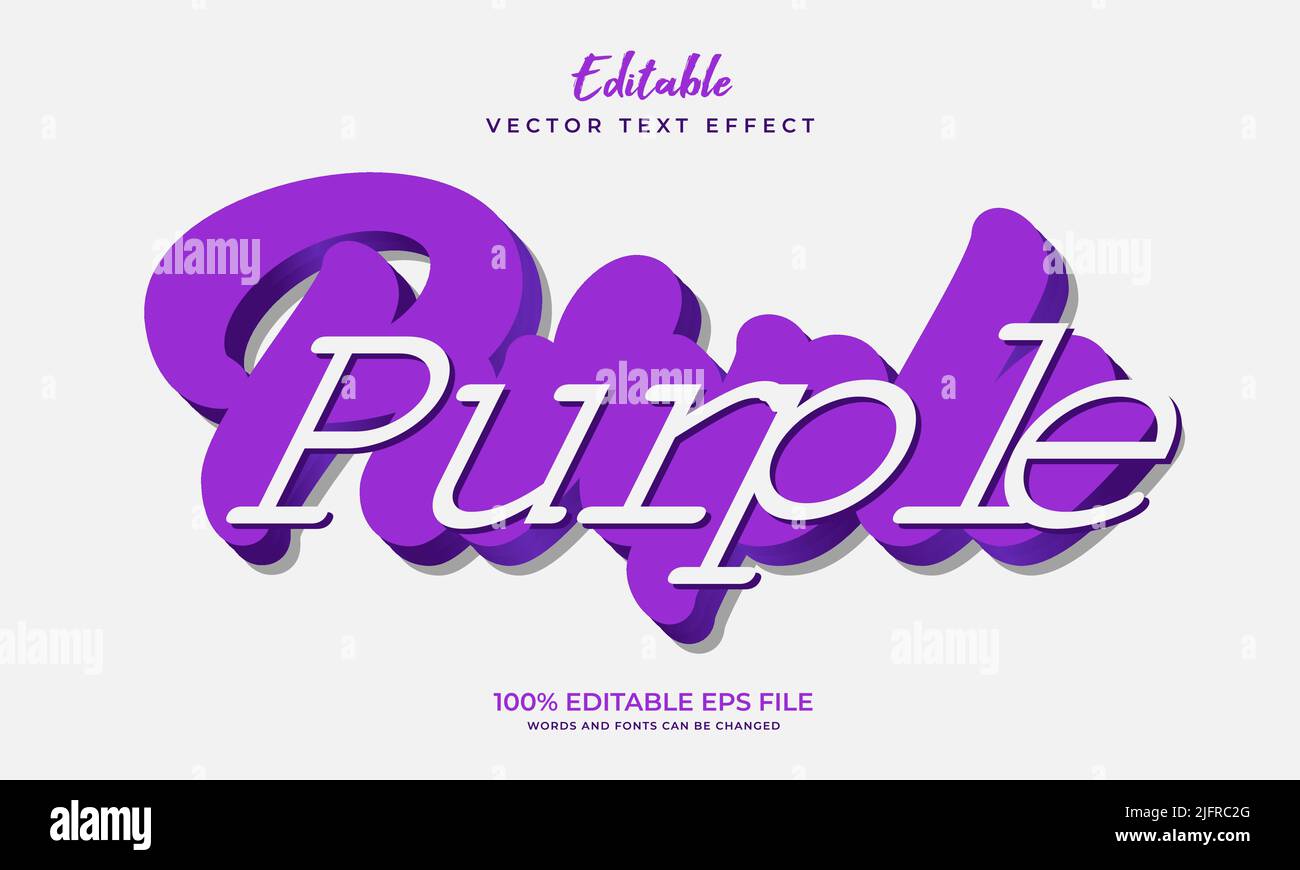 3d purple editable text effect. Vector editable text effect Stock ...