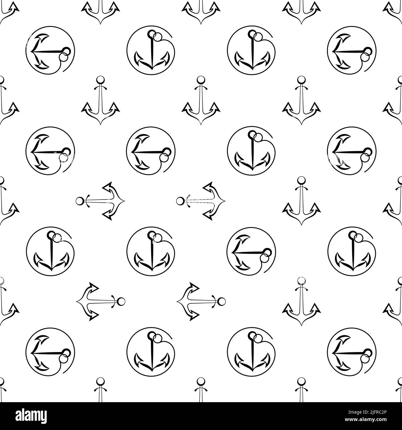 Anchor Icon Seamless Pattern, Flat Vector Art Illustration Stock Vector ...