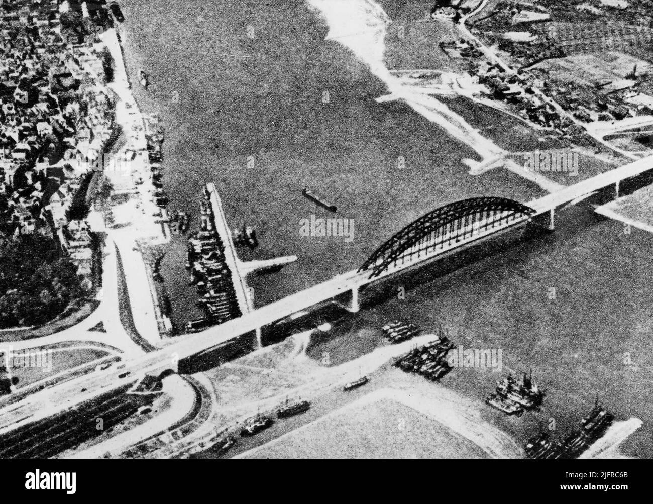 The Waal traffic bridge with the lower city visibly visibly visibly on ...