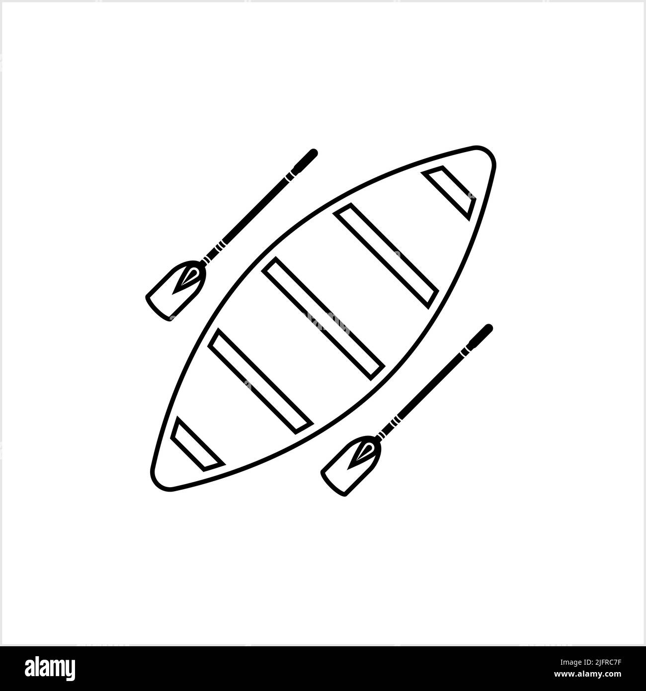 Boat With Boat Paddle Icon, Boat Paddle Pair Vector Art Illustration ...