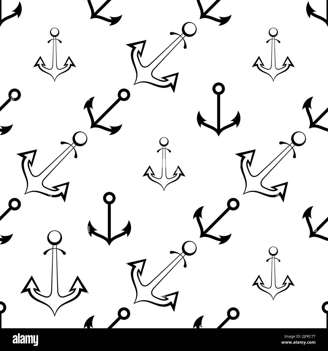 Anchor Icon Seamless Pattern, Flat Vector Art Illustration Stock Vector ...
