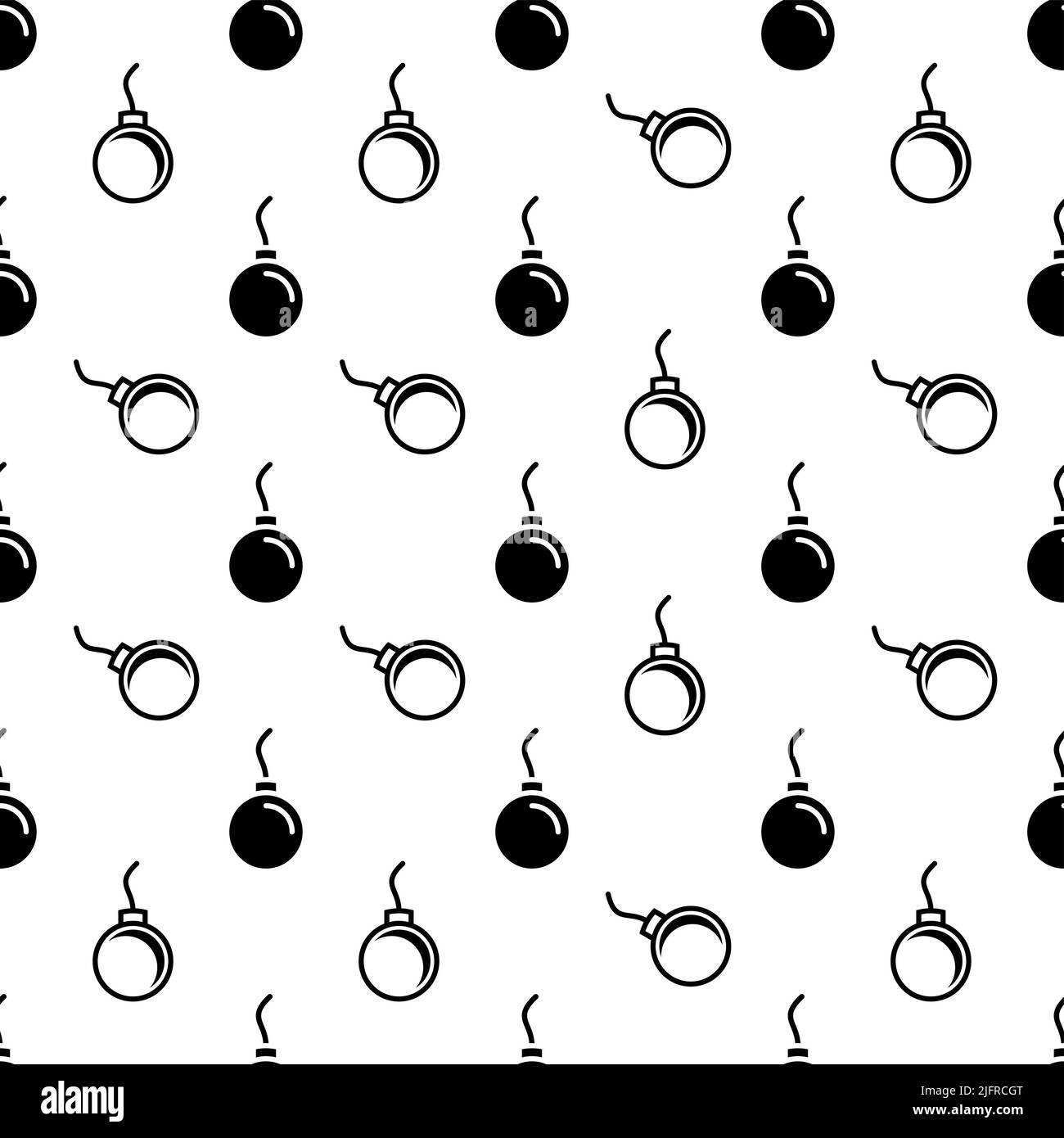 Bomb Icon Seamless Pattern, Explosive Device Vector Art Illustration ...