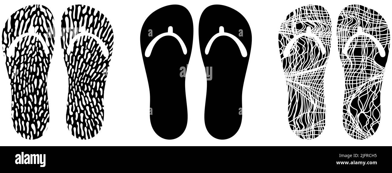 Summer beach elements set Black and White Stock Photos & Images - Alamy