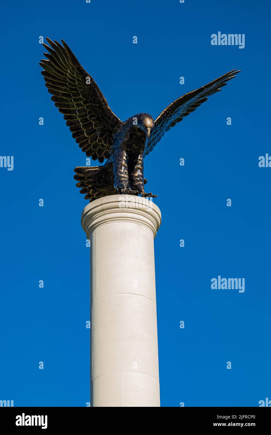 Moscow, Russia - July 01, 2022: stone eagle figurine. High quality ...