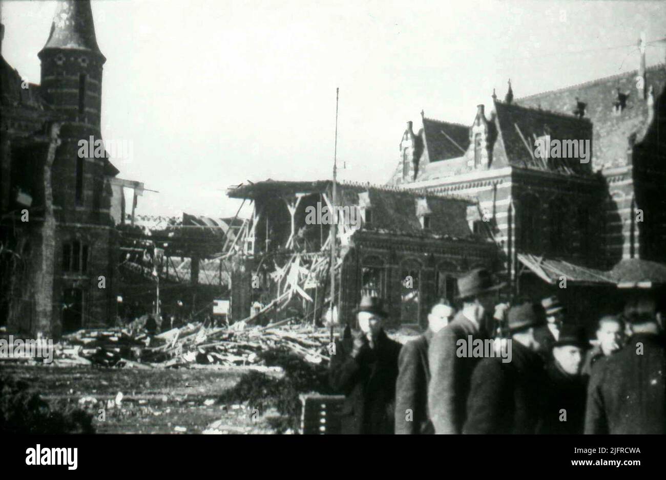 The destroyed facade of the station shortly after the bombing Stock ...