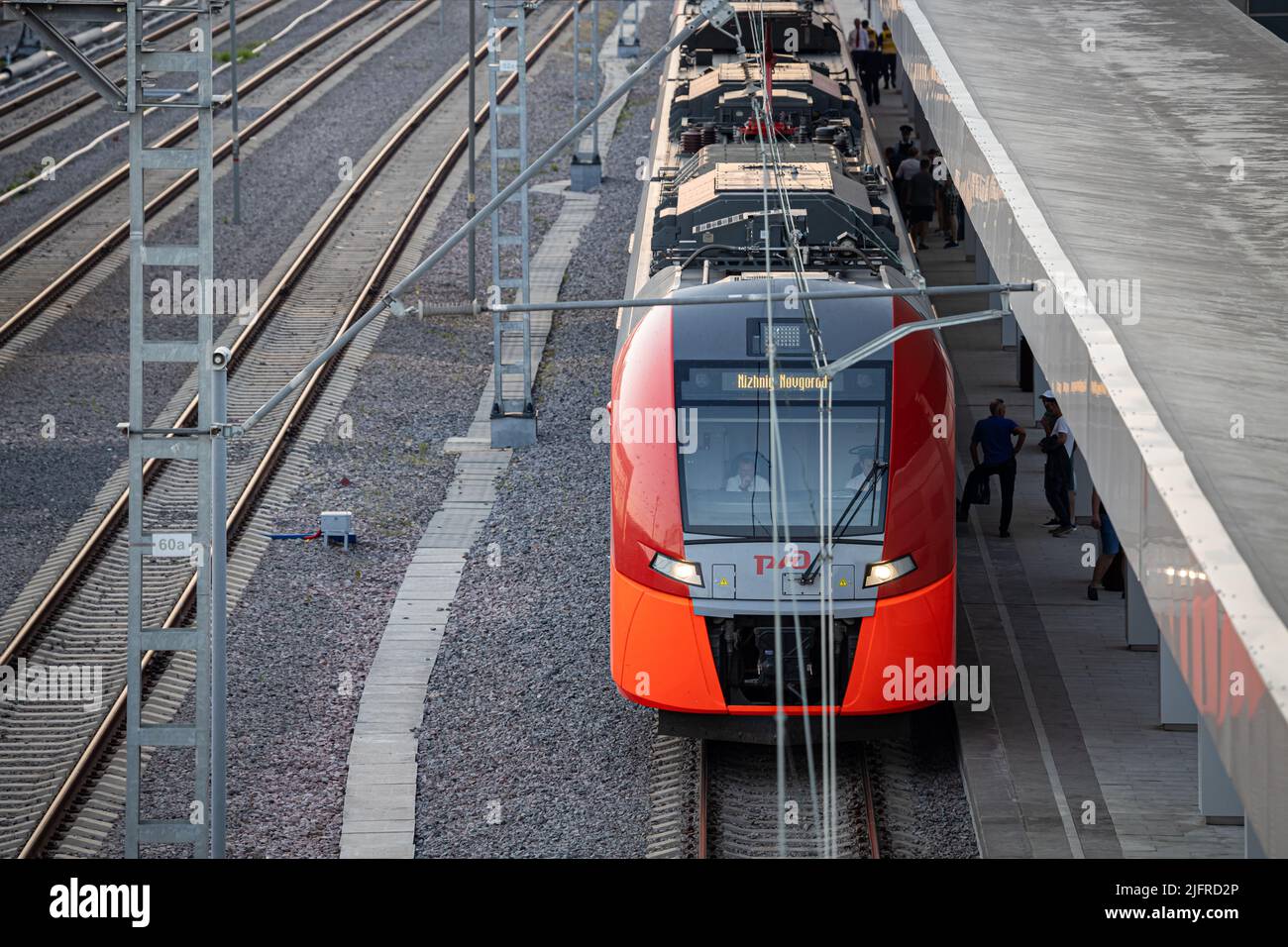 Moscow, Russia - July 01, 2022: long-distance train stands on the ...