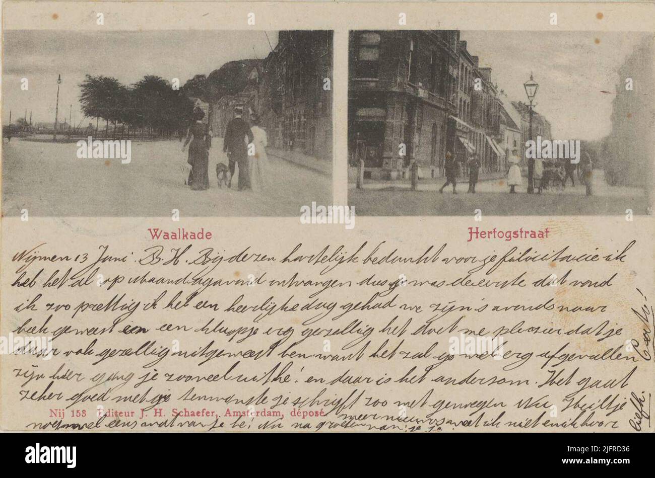 A postcard with the Waalkade and Hertogstraat Stock Photo - Alamy